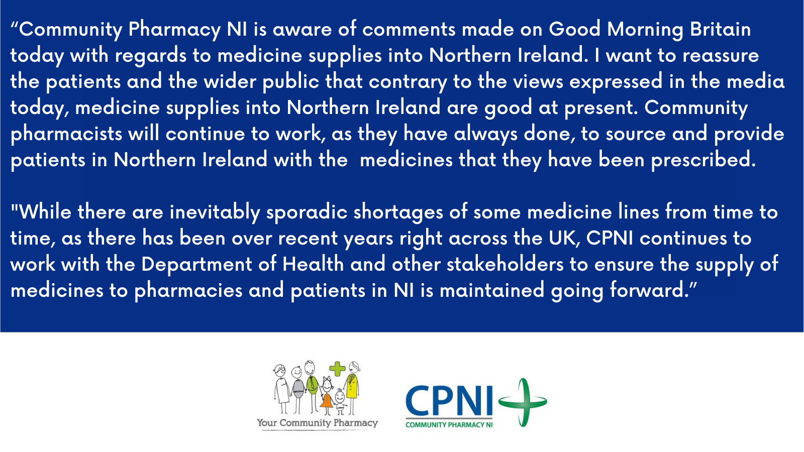 CPNI Medicines Supply Statement - Community Pharmacy NI